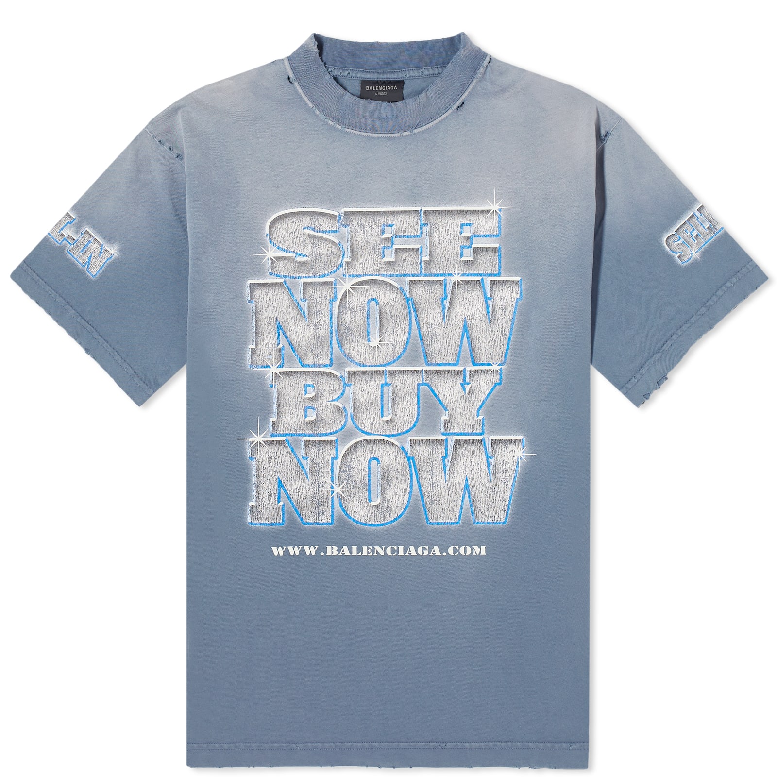 balenciaga see now buy now tシャツ 24ss Balenciaga See Now Buy Now T-Shirt In Washed Blue - 50% Off